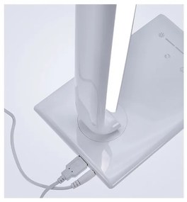 SOLIGHT LED stolní lampička stmívatelná 12W/3000K-6000K/700Lm, USB, bílý lesk
