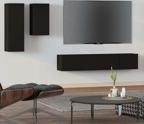 vidaXL 4dílný set TV skříněk kompozitní dřevo [3114624] Barva: Černá