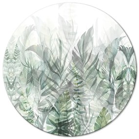 Kulatý obraz Divoká louka - úrodná vegetace prolínající se na bílém pozadí