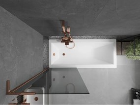 Mexen Next L, 1-křídlová vanová zástěna 70 x 150 cm, 6mm šedé sklo, růžové zlato profil, 895-070-000-03-40-60