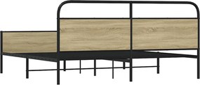 Kovový rám postele bez matrace dub sonoma 193 x 203 cm 3318697