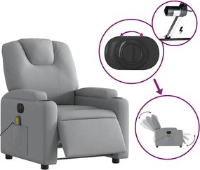 Elektrické masážní polohovací křeslo světle šedé textil 3204356