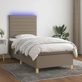 Box spring postel s matrací a LED taupe 90x190 cm textil
