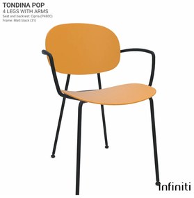 Židle Tondina Pop s opěradly Barva kovové konstrukce: Matt black 31, Barva sedáku a opěradla z recyklovaného plastu: Peach IR1034