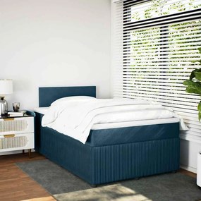 Box spring postel s matrací modrá 120 x 200 cm samet 3290008