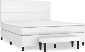 Box spring postel s matrací bílá 180x200 cm umělá kůže 3137558
