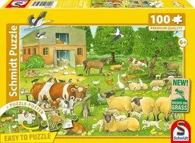 SCHMIDT Puzzle Zvířecí rodinky ze statku / 100 dílků / 36,1 x 24,3 cm