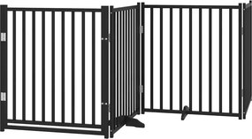 Zábrana pro psy s dvířky skládací 6 panelů černá 480 cm topol 3155741