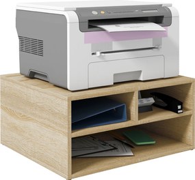 Organizér na stůl HOMCOM s dřevěným vzhledem a 3 přihrádkami, stojan na tiskárnu 47 x 40 x 22,5 cm | Aosom