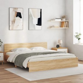 Rám postele s čelem a LED osvětlením dub sonoma 200 x 200 cm 3207583