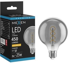 Mexen Vintis LED žárovka filament spirála E27, G95, 8W, Teplá - 2200K, 450 lm, kouřová - L167-E27-0822-70