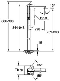 Grohe Eurocube Vanová baterie volně stojící, Hard Graphite 23672AL1