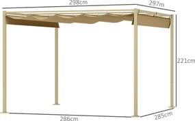 Outsunny Zahradní Pergola 3 x 3 m Skládací Pergola s Magnetickým Upevněním, Polyesterová Krytina 180g/m², Utažení Chránit proti Slunci UPF30+, pro Ter