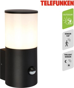 TF 322305TF TELEFUNKEN venkovní nástěnné svítidlo, pohybové čidlo, ochrana proti stříkající vodě, difuzor, černé - BRILONER