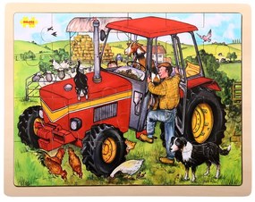 Bigjigs Toys Dřevěné puzzle traktor 24 dílků