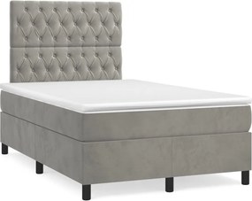 Box spring postel s matrací světle šedá 120 x 200 cm samet 3143193