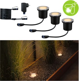 P 94717 Plug & Shine LED zemní svítidlo Floor základní sada neláká hmyz IP67 2200K 3x4,5W antracit - PAULMANN