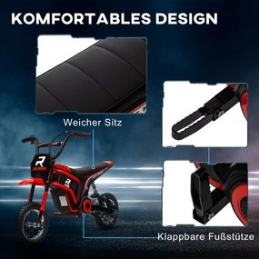 Elektrická motorka pro děti, 24V dětská motorka s klaksonem, světlem, s otočným plynem, 8-16 km/h, 8-12 let, červená