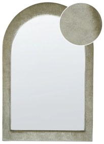 Nástěnné sametové zrcadlo 60 x 90 cm zelené HURIEL Beliani