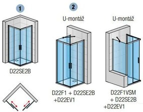 Ronal (Sanswiss) Ronal, DIVERA rohový vstup s dvoudílnými posuvnými dveřmi D22SE2B Sklo: 07 čiré, Rozměr: 700x700