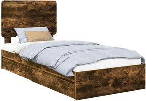 Postel s úložným prostorem se zásuvkou Kouřový dub 75 x 190 cm 3412739