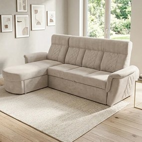 Sedací souprava BOSTON 175x255 cm | EXTRA VYSOKÝ sedák a záda | rozkládací s úložným prostorem | béžová