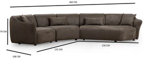 Hanah Home Čtyřmístná rohová pohovka MENTIS hnědá 360 cm