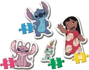 CLEMENTONI Moje první puzzle Stitch 4v1 / 3+6+9+12 dílků / od 2 let