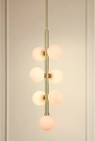 Bílé/ve zlaté barvě kovové závěsné svítidlo se skleněným stínidlem ø 27 cm Trieste – Premier Housewares