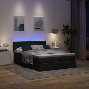 Osmanská postel s matrací &amp; LED diody černá 140x190 cm látka 3312390