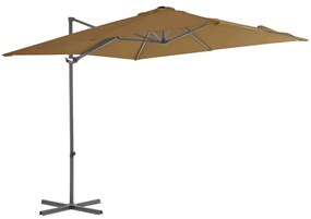 Konzolový slunečník s ocelovou tyčí 250 x 250 cm barva taupe,  44627