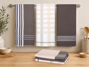 Bellatex Kuchyňské utěrky sada 3 kusů 50x70 cm Proužek Hnědá,Šedá