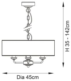 Endon 98934 - Lustr na řetězu HIGHCLERE 3xE14/40W/230V bílá/mosaz