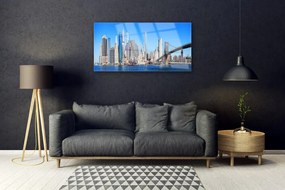 Obraz na skle Most Město Architektura 140x70 cm