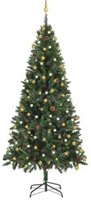 vidaXL Umělý vánoční stromek s LED a sadou koulí zelený 210 cm