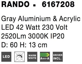 Nova Luce Stropní LED svítidlo RANDO, 42W Barva: Hnědá, Teplota světla: 3000K