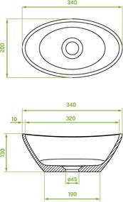 Laveo Vela, granitové umyvadlo na desku 340x200x130 mm, béžová, LAV-VGV1410T