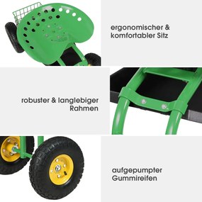 Costway Zahradní sedátko s kolečky 360 ° otočné, výškově nastavitelné