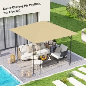 Outsunny Náhradní střecha pro pavilon 3 x 3 m Vodoodpudivá střecha pavilonu UPF30+ Náhradní potah Oxfordská tkanina, 370 g/m², béžová barva