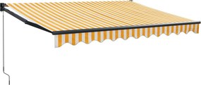 Zatahovací markýza žlutá a bílá 3,5 x 2,5 m textil a hliník 3154457