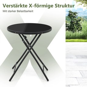 Costway Kulatý bistro stůl Ø 59 cm s deskou z tvrzeného skla a robustním kovovým