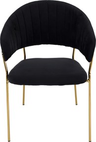 Designové jídelní křeslo, černá Velvet látka/gold chrom zlatý, DASMIN TYP 1