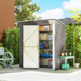 Outsunny Kovový domek na nářadí 1,37 m², uzamykatelný kůlna na nářadí s ventilací Sedlová střecha Rukavice, 163 x 90 x 179 cm