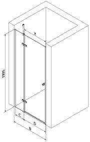 Mexen ROMA sprchové otevírací dveře ke sprchovému koutu 110 cm, čiré sklo/zlatá, 854-110-000-50-00