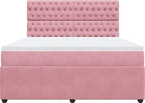 Box spring postel s matrací růžová 180x200 cm samet 3292417