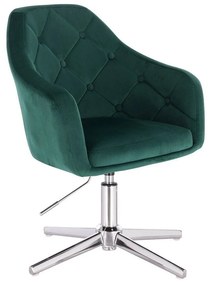 LuxuryForm DESIGN Otočné křeslo ANDORA VELUR na stříbrném kříži - zelené