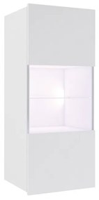 Závěsná vitrína CALABRINI, 45x117x32, bílá/bílý lesk