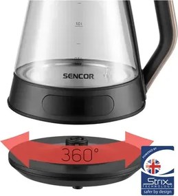 SENCOR SWK 1595BK černá / Rychlovarná konvice / 2150W / 35°C - 100°C /