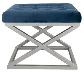 Atelier del Sofa Taburet Capraz - Silver, Navy Blue, Modrá, Stříbrná