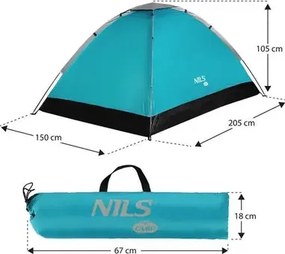 NILS Camp NC3021 modrý / Turistický stan / 2 osoby / 205 x 150 x 105 c